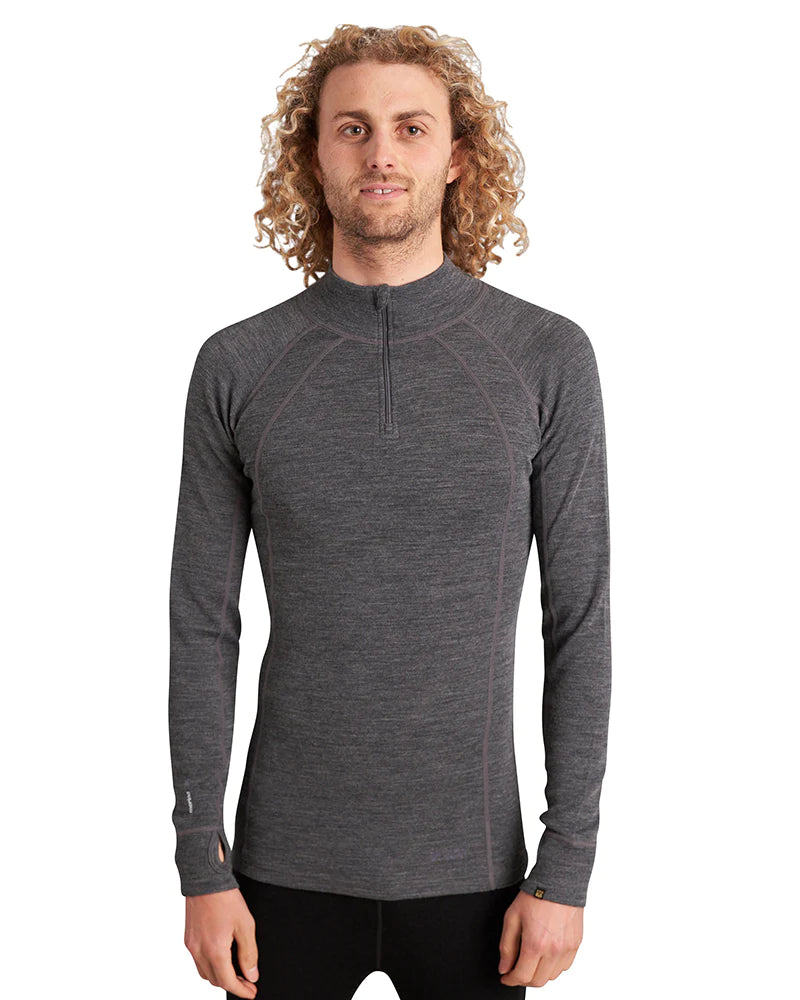Buy XTM Men's Merino Zipneck - Mid Grey Marle | Adventure HQ | Adventure HQ